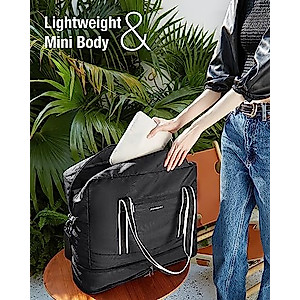 For Spirit Airlines Personal Item Bag 18x14x8 BAGSMART Foldable Travel Duffel Bag Tote Weekend Overnight Bag Carry on Luggage for Women and Men(Beige)