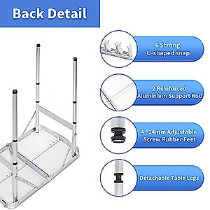 Moosinily Folding Table 2 Feet Portable Table Camping Table Ajustable Height Picnic Table Small Card Table Aluminum with Carry Handle for Outdoor Indoor Grill BBQ Travel Beach Black