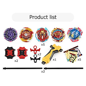 GOIJRER Metal Master Fusion Gyro Toys for Kids, 5 Pieces Battling Top Battle Burst High Performance Set with 2 Launchers