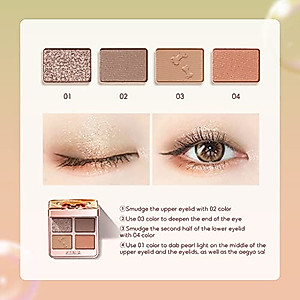 zeesea Tipsy Kitty Eyeshadow Palette Quad, Waterproof Eye Shadow for Catgirls, Matte Eyeshadow, Shimmer Eye Shadow Palette Makeup (D01)