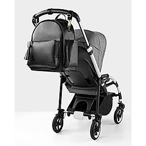 Skip Hop Diaper Bag Backpack: Greenwich Multi-Function Baby Travel Bag with Changing Pad and Stroller Straps, Vegan Leather, Black (Discontinued by Manufacturer)
