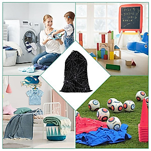 White Spider Webs Halloween Laundry Bag with Drawstring Closure Heavy Duty Extra Large Mesh Dirty Clothes Organizer Easy Fit a Laundry Hamper or Basket for College Dorm Apartments Travel, 24"x 36"