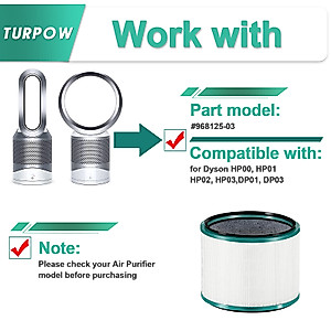 TURPOW Air Purifier Filter Replacements for Dyson HP01, HP02, HP03, DP01, DP02 Desk Purifiers, Replaces Part NO.968125-03, Compatible with Dyson Pure Hot Cool Link Fans Filter
