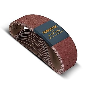 POWERTEC 110060 4 x 24 Inch Sanding Belts | 40 Grit Aluminum Oxide Belt Sander Sanding Belt | Sandpaper For Oscillating Belt and Spindle Sander – Pack of 10