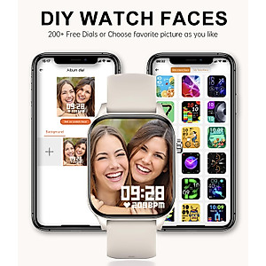 Smart Watch for Women with Bluetooth Call, 1.85 Touch Screen Fitness Tracker with Sleep Monitor Pedometer DIY Dial 20 Sport Modes Smartwatch for Android iOS