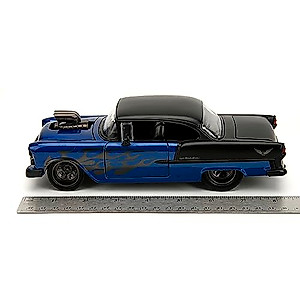 Big Time Muscle 1:24 1955 Chevy Bel-Air Die-Cast Car, Toys for Kids and Adults(Blue/Black)