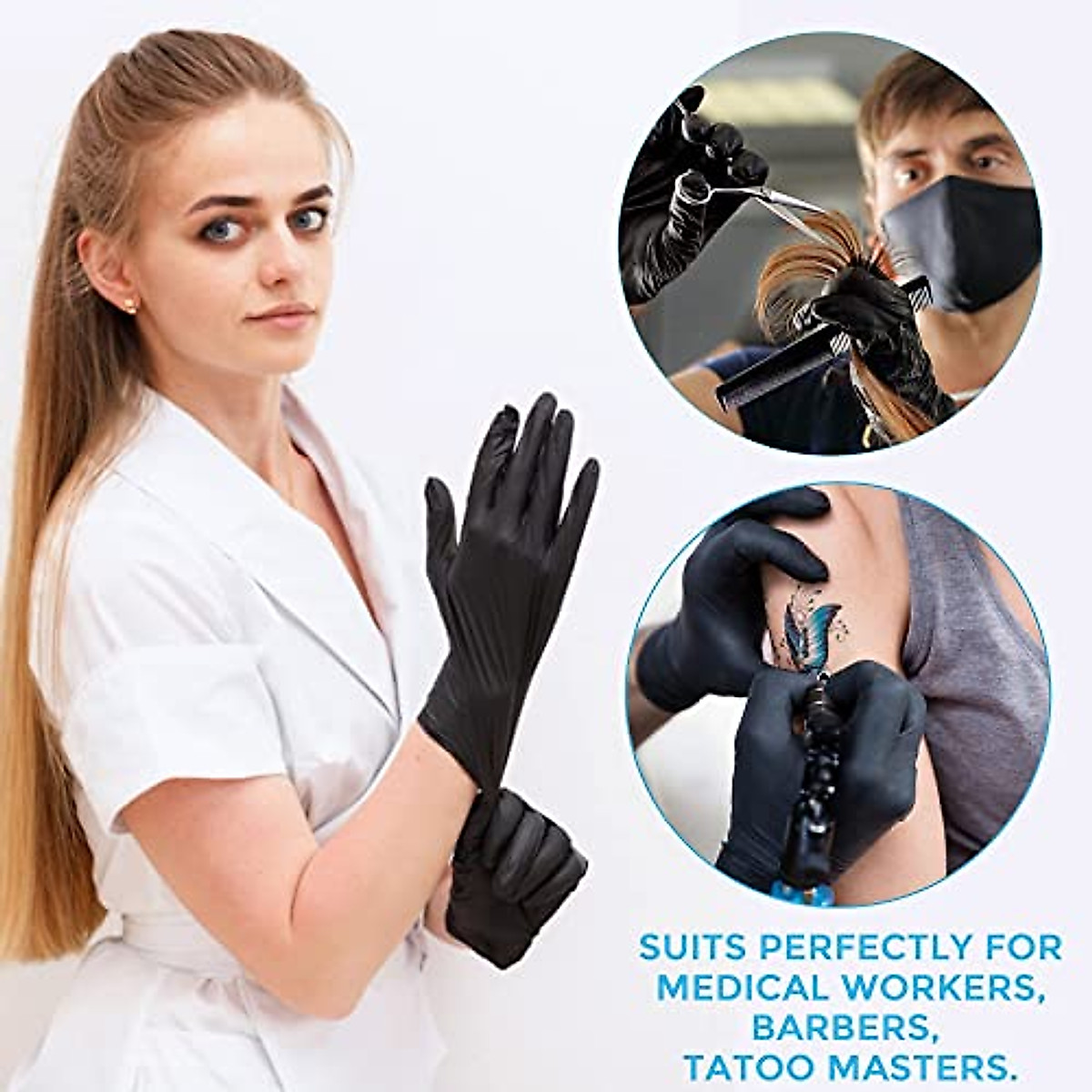 Exam Grade 4 Mil Nitrile Gloves - Black Disposable Gloves Latex Free, Black Rubber Gloves, Mechanic Gloves, Medical Gloves