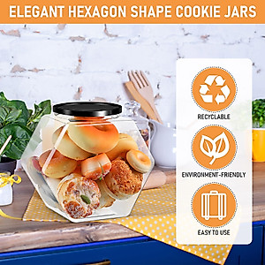 Norme 4 Pcs 129 oz Plastic Candy Jars with Lids Hexagon Cookie Jars for Kitchen Counter Candy Bar Containers Acrylic Clear Jars for Candy Buffet Storage Display Dog Treat Laundry Pod Buffet Craft