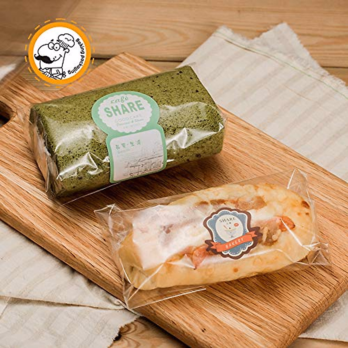 Cellophane Packaging Sheets, 300 PCS 11.8x11.8inch Cellophane Paper Sheet for Bread Cakes Desserts, Cellophane Wrap Packaging Convenient for Store Take-away Pastry by FUNZON FH031 (300 Pcs)