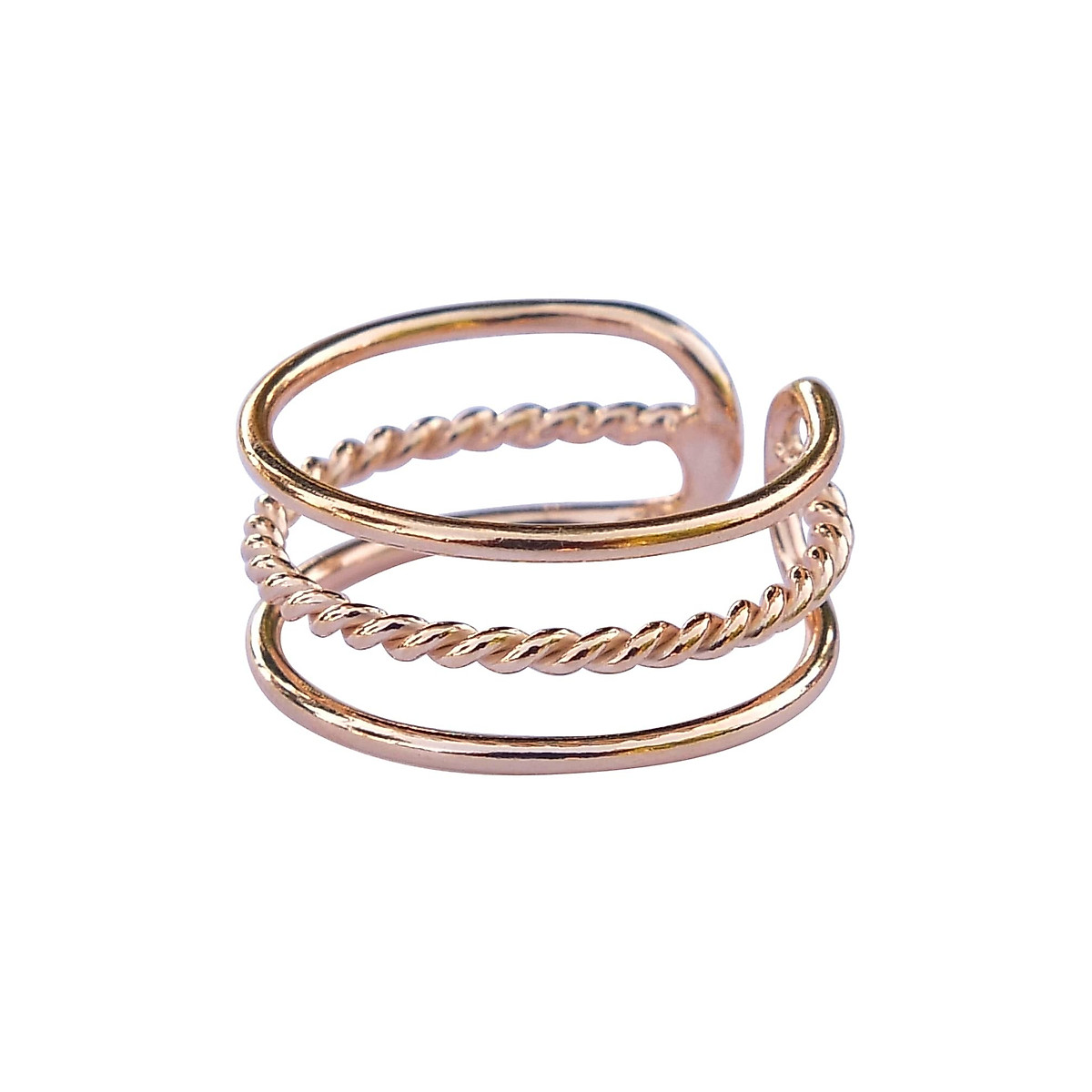 Handmade Gold Triple Band Adjustable Toe Ring, Yellow Gold Plated over Sterling Silver, Classic 3 Rows Dainty Open Toe, Pinky or Knuckle Rings for Women, Beach Foot Jewelry, By MiYa Jewelry