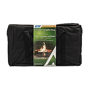 Camco Heavy Duty Steel Campfire Ring - 27"" Wide with Hinged Construction, Portable Collapsible Design is Easily Transportable, Comes with Storage Bag - (51091)", Black