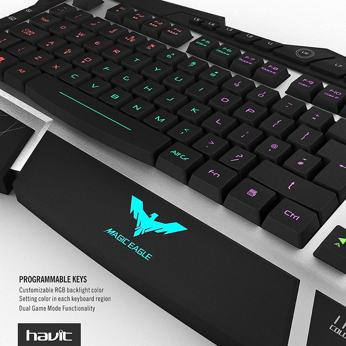 Havit Lammergeier LED Definable RGB 7 Backlit Programmable Wired Mute Gaming Keyboard (HV-KB346L)