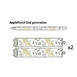 TACKY DESIGN Watercolor Leaf Skin Compatible with Apple Pencil Skin- Vinyl 3m, Gold Leaves Foliage Pencil Sticker, Apple Pencil Cover Full wrap (2nd Generation)
