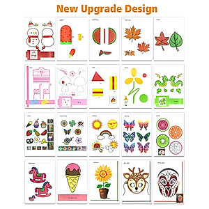 3D Printing Drawing Book, Reusable Colorful 40 Patterns Thick Paper Template with a Clear Plate, Painting Graffiti Template for 3D Pen Kids DIY Gift