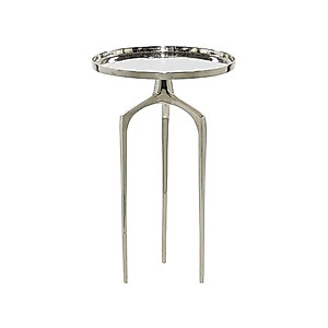 Deco 79 Aluminum Metal Side End Accent Table Slim Tray Top End Table with Tripod Legs, Side Table 16" x 16" x 25", Silver
