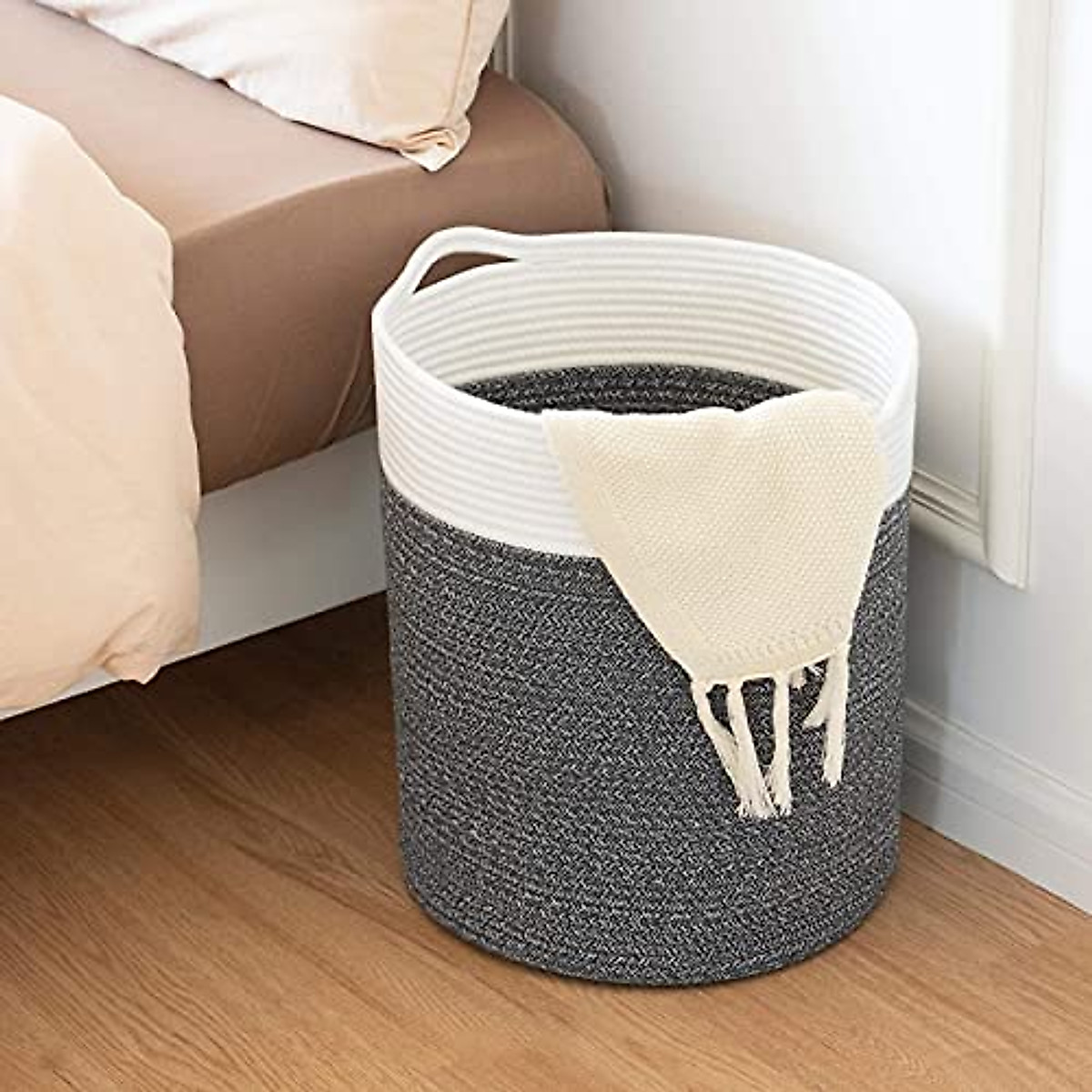 Goodpick Woven Laundry Basket Toy Storage Bin for Blanket (Set of 2)