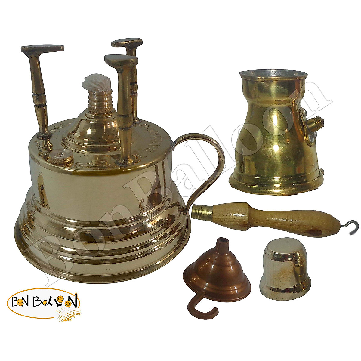 Al Bramony Brass Greek Turkish Coffee Maker Burner Table Top Tabletop With Brass Handle Arabian Solid Large Size Hand Hammered Handmade Egyptian Decanter+ Pot Ibrik Size N02 (Capacity 2 Cup)