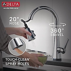 Delta Faucet Lenta Touch Kitchen Faucet Chrome, Chrome Kitchen Faucets with Pull Down Sprayer, Kitchen Sink Faucet, Touch Faucet for Kitchen Sink, Delta Touch2O Technology, Chrome 19802TZ-DST