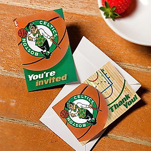Boston Celtics NBA Invitation & Thank You Cards (3.88" x 5.63") - Premium Multicolor Cardstock & Eye-catching Designs, Perfect For Game Day Celebrations & Themed Parties - Pack Of 16