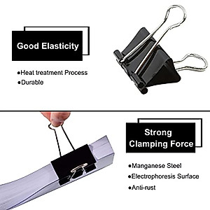 40pcs 0.75 inch Binder Clips Paper Clamps, Paper Binder Clips, Binder Clips Small Size, Small Paper Clips, Office Clips (Small)