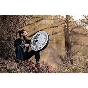 Festival Drum Decoration Percussion Musical Instrument Drum Owl Bird Drum Elf Deer Drum Beauty Drum（OD25cm*Height 5cm）