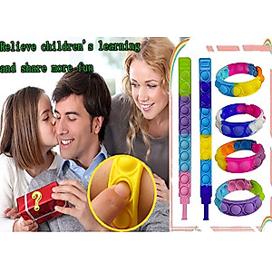 TOMOIN 30 Pcs Pop Fidget Bracelet, Wearable Push Pop Bubble Sensory Toy Stress Relief Silicone WristbandFidget Toy ,for Kids, Adults and ADHD Autism Anxiety Pop Colorful Wristband