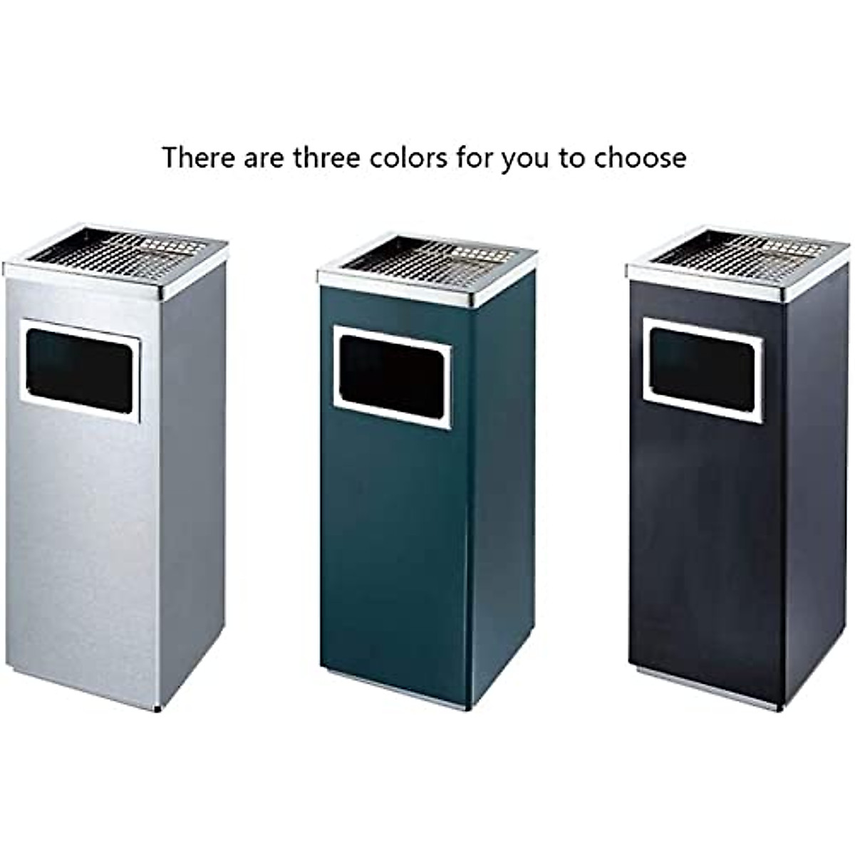 Trash Bin Trash Can Wastebasket Trash Can Outdoor Square Large Garbage Bin Stainless Steel Waste Bin with Ashtray Hotel Lobby Garbage Can Waste Bin (Color : OneColor)