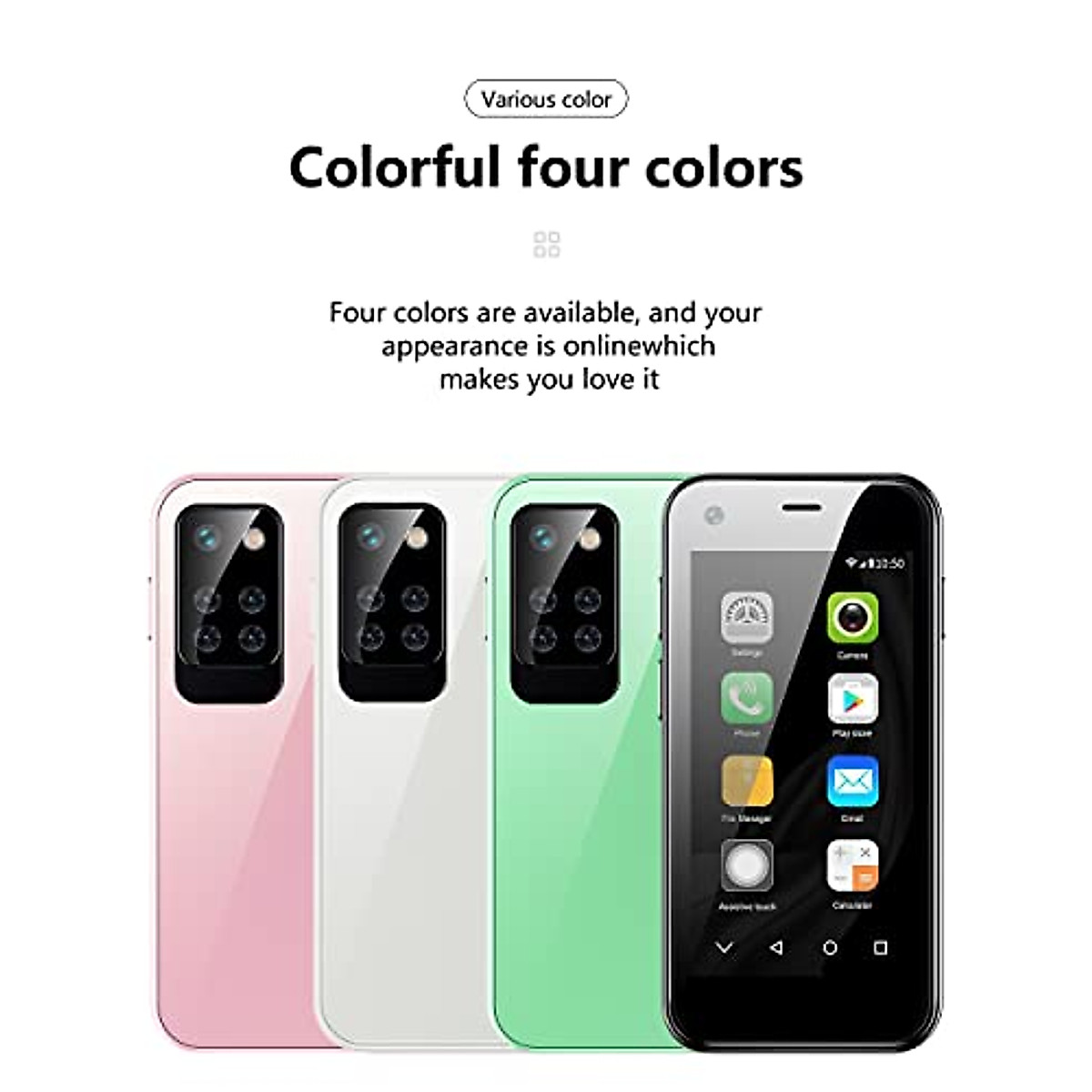 Mini Smartphone Unlocked Android Phone 1GB RAM 8GB ROM Quad Core Dual SIM WiFi 3G WCDMA Small Mobile Phones Google Play Whatsapp for Student Children (C-White)