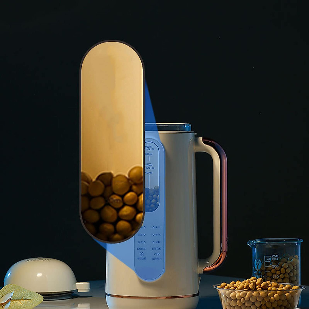 Yctze Soy Milk Maker, Soy Milk Maker Automatic High Speed Blender Creamy White Multifunctional Nut Milk Maker for Home Restaurant US Plug 110V