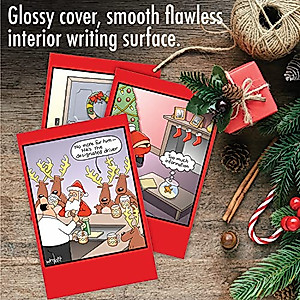NobleWorks Variety Pack of 10 Christmas Greeting Cards with Envelopes, Adult Cartoon, Humor Holiday Assortment for Men and Women - Traces of Nuts A1250
