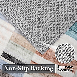 GlowSol Washable Rug Modern Area Rugs 9x12 Living Room Abstract Geometric Bedroom Rug Multi Rug Carpet Large Area Rug for Office Non Slip Throw Rugs for Dining Room Classroom Multi 9'x12'