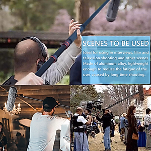 Portable Handheld Boom Pole for Shotgun Mic, 3-Section Extendable Microphone Arm for Filming with 3/8" and 5/8" Threads, 3ft to 8.3ft Adjustable Length