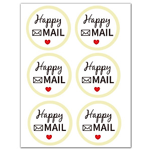 Round Happy Mail Stickers, 2 Inch Red Heart/Happy Mail Labels-Packaging Envelope Sealing Stickers for Small Business, Online retailers,Small Shops and More.(504 pcs) (2 inch)