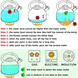 GGC 3L Tea Kettle for Stove Top, Loud Whistling Tea Kettles Water Boiler, Stainless Steel Kettle with Anti-Heat Handle and Simple Touch Button to Control Kettle Outlet