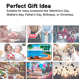 Kaabao Credit Card Holder Small RFID Blocking Wallet Business Metal Slim Mini Aluminum Hard Case for Women Men Gift (Paradise Tropical Island Beach)