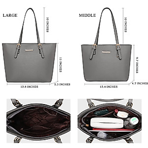 2 Pcs Tote Handbag Set Purse for Women Large Fashion Satchel Shoulder Bag MWC2-H030GY