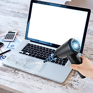 Aoutrow Electric Air Duster, Powerful Air Blower for Computer Car Cleaning Reusable Power 100000 RPM Motor, 3 Adjustable Speed Keyboard Cleaner Kit with 4 Nozzles & 4 Brushes