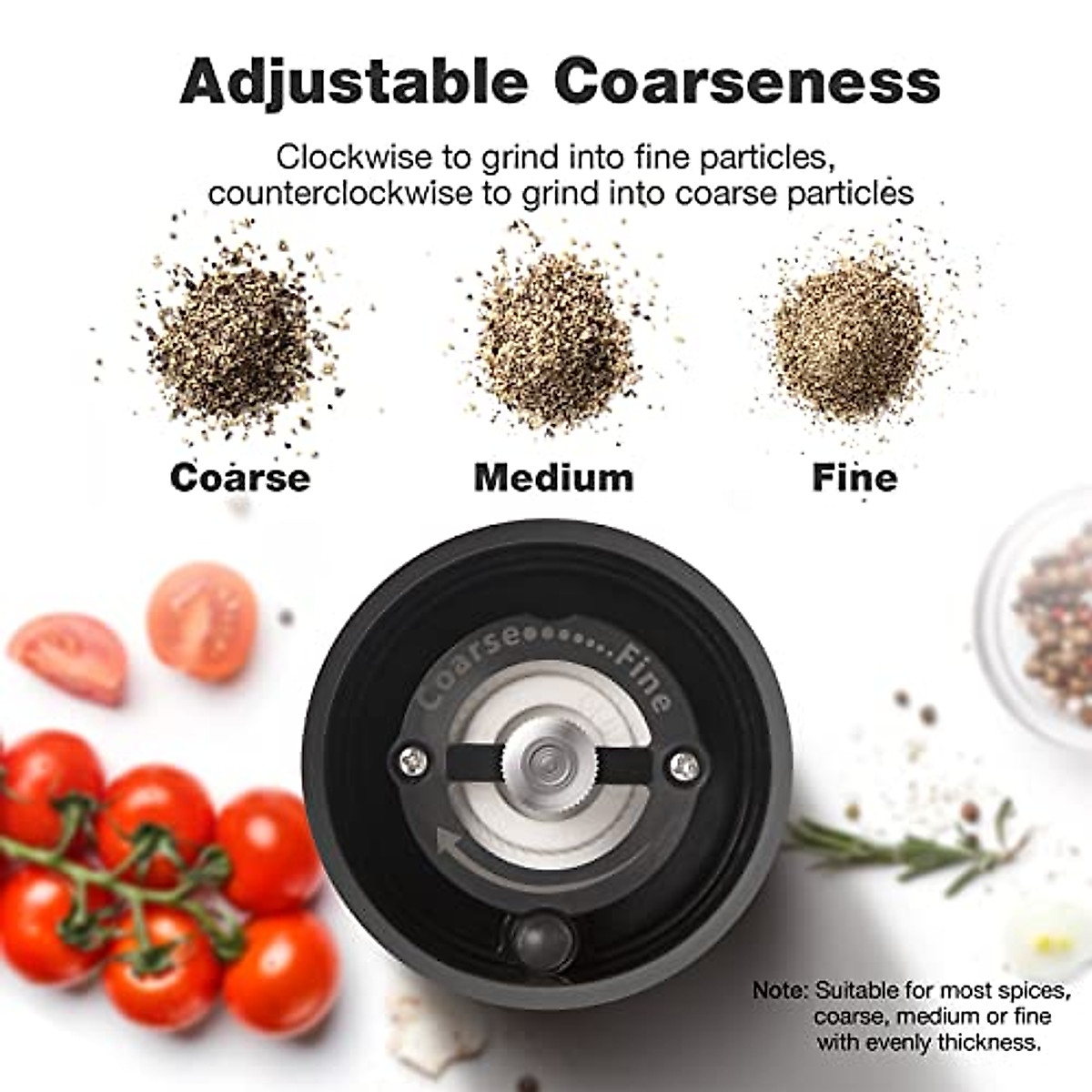 Gravity Electric Salt and Pepper Grinder Set, Automatic Upgraded Pepper and Salt Mill with Charging Base, Adjustable Coarseness and LED Light, One Hand Operation (Silver)