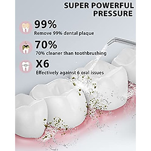 MySmile Powerful Cordless 350ML Water Dental Flosser Portable OLED Display Oral Irrigator with 5 Pressure Modes 8 Replaceable Jet Tips and Storage Bag for Home Travel Use (Black)