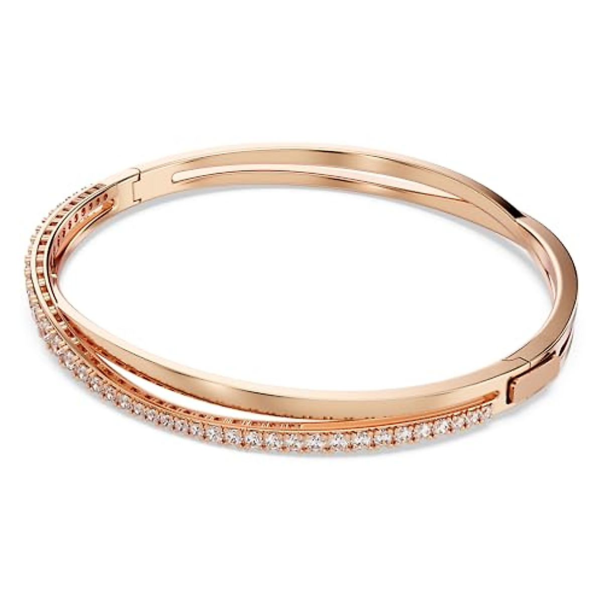 SWAROVSKI Hyperbola Bangle Bracelet with Clear Crystals on a Rhodium Finished Setting, Size One