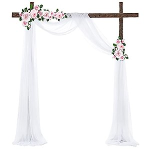 Ymbtlo Wedding Arch Draping Fabric 2 Panel 30’’× 20ft Transparent Wedding Curtains Arch Drapes Fabric for Party Ceremony Arch Stage Ceremony Backdrop Decoration (White)