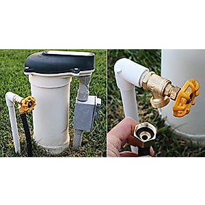 Winterize Sprinkler Systems and Outdoor Faucets: Air Compressor Quick-Connect Plug To Female Garden Hose Faucet Blow Out Adapter with Shut Off Valve (Lead-Free Brass), 17" Long