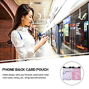 Hemobllo 2Pcs Mobile Phone Card case Cellphone Back Wallet Bag Phone Holder Stick on Stick on Cell Phone Wallet Phone Cards Cases Wallet Purses Sticky Phone Lycra Pocket Bracket Sticker