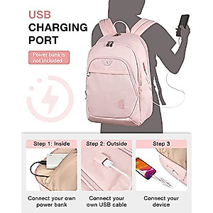 BAGSMART Laptop Backpack for Men College Backpacks 15.6'' Notebook Work Travel Backpack for Men (15.6 inches, pink)
