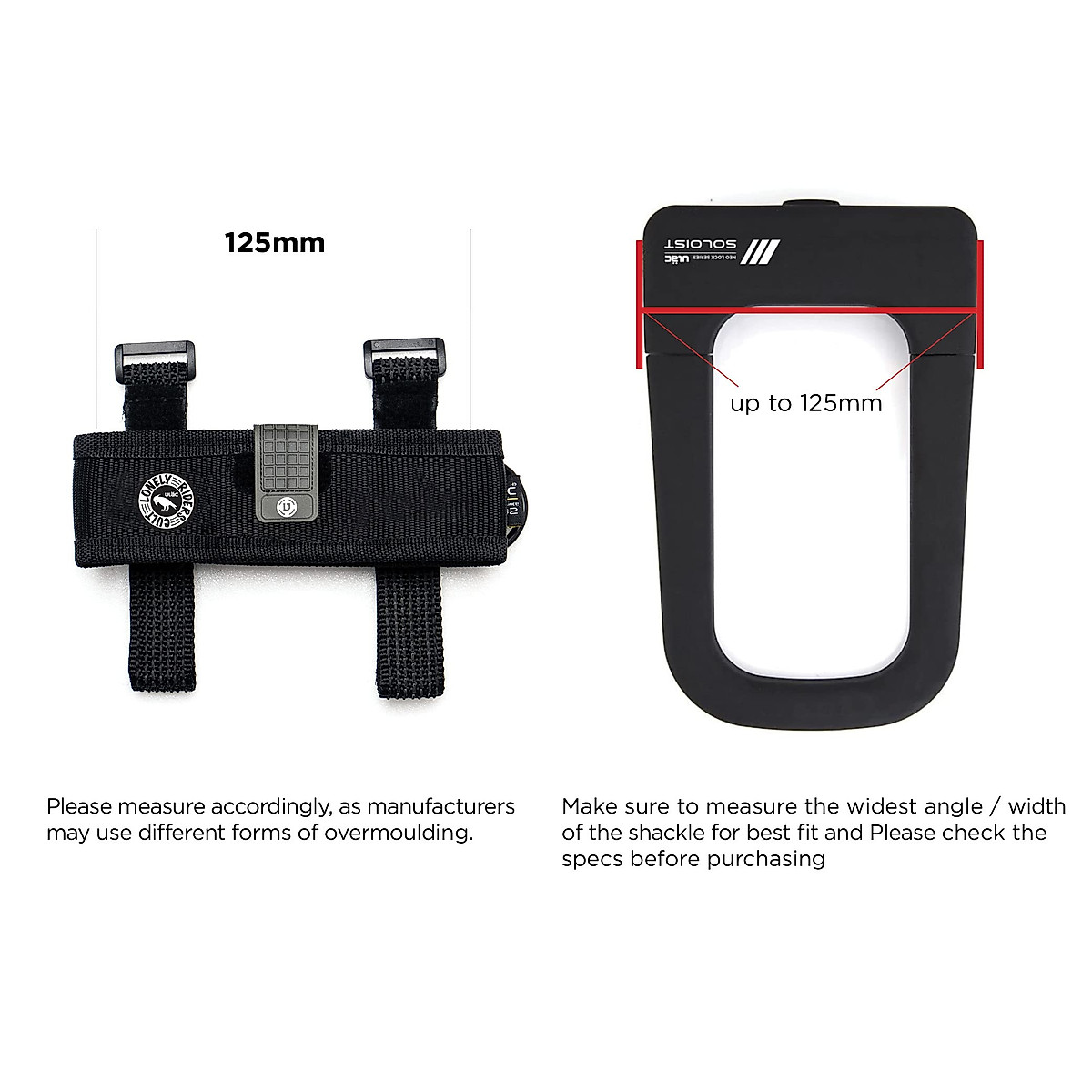 ULAC U Hold Universal Bike U Lock Holder, D Lock Holder, Lock Mount - S (125mm)