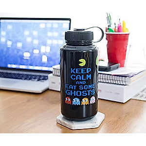 Pac-Man "Keep Calm and Eat Some Ghosts" Water Bottle | BPA-Free Large Plastic Water Jug With Screw Top Lid | Hydration For Outdoor Sports, Gym, Yoga | Holds 32 Ounces