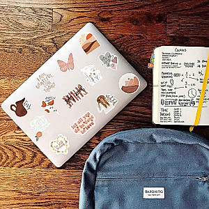 Vintage Inspirational Stickers 50Pcs, Boho Motivational Aesthetic Stickers for Women Adults Kids Teen Teachers, Retro Vinyl Waterproof Positive Decals for Laptop Water Bottles Phone Scrapbook Journal