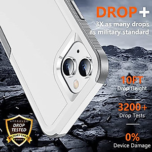 SPIDERCASE Designed for iPhone 13 Case/iPhone 14 Case, [10 FT Military Grade Drop Protection] [with 2 pcs Tempered Glass Screen Protector] Cover for iPhone 13 & 14 6.1 inch (Milk White)