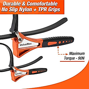 ValueMax 2-piece Strap Wrench Set, Adjustable Wrench with Max Diameter 4" (Small) and 6"(Large), Oil Filter Wrench Set, Jar Opener, Shower Head Wrench, Water Filter Wrench