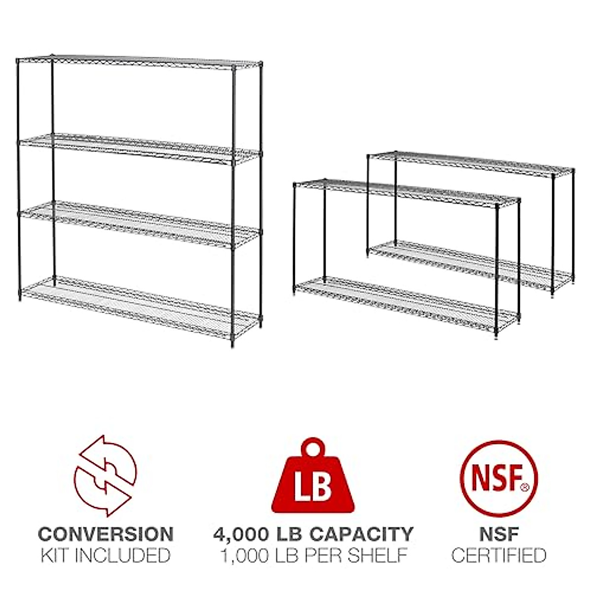 Alera ALESW207218BA BA Plus 72 in. x 18 in. x 72 in. 4-Shelf Wire Shelving Kit - Black Anthracite Plus